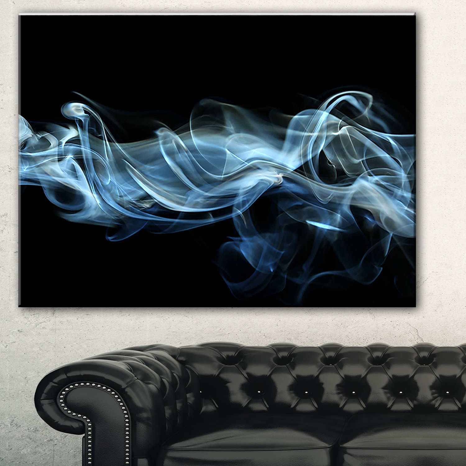 "Blue Smoke in Black" Abstract Digital Art Canvas Print, 40"x30 ...