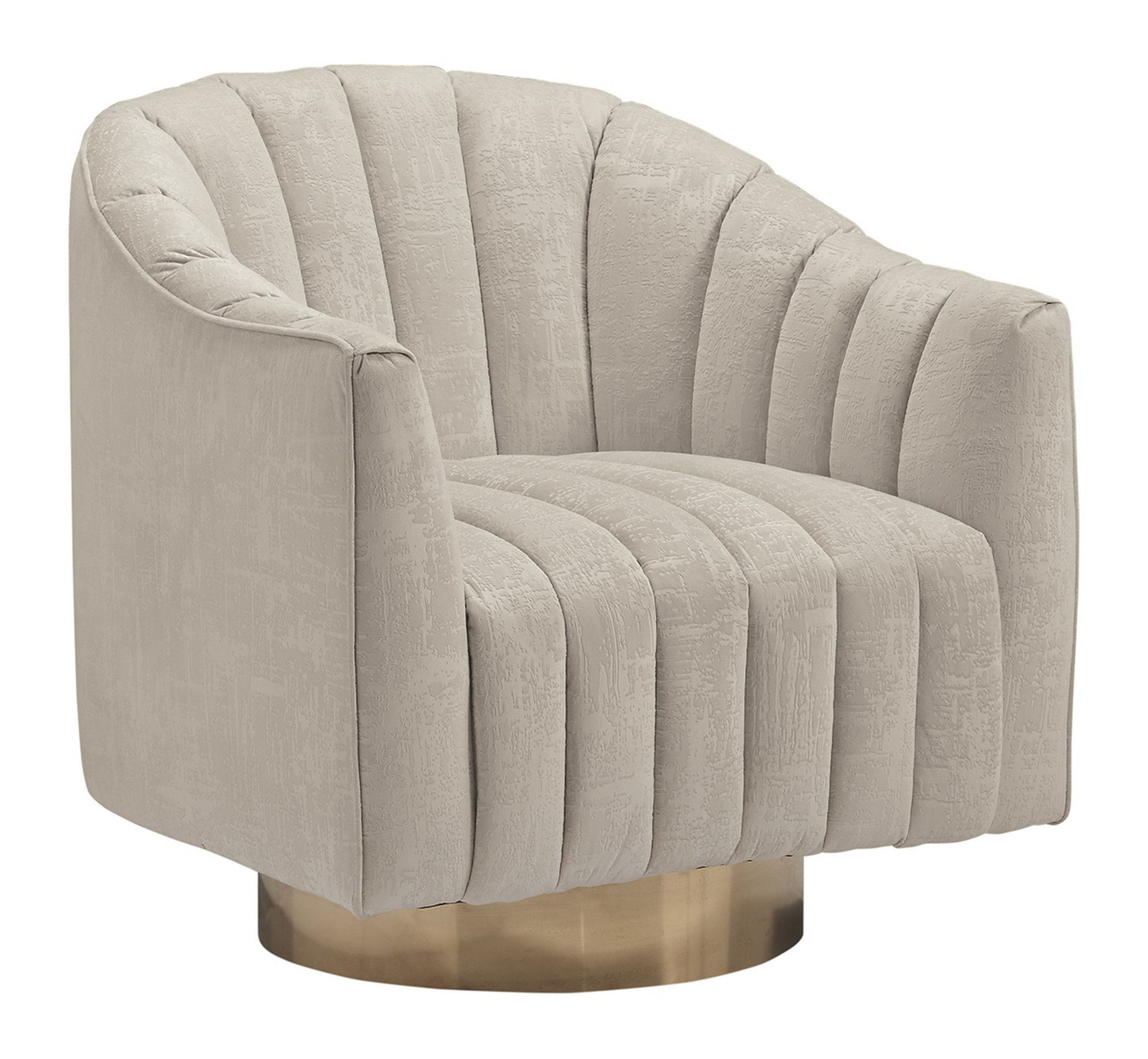 Benzara BM226154 Fabric Vertical Tufted Swivel Accent Chair, Round ...