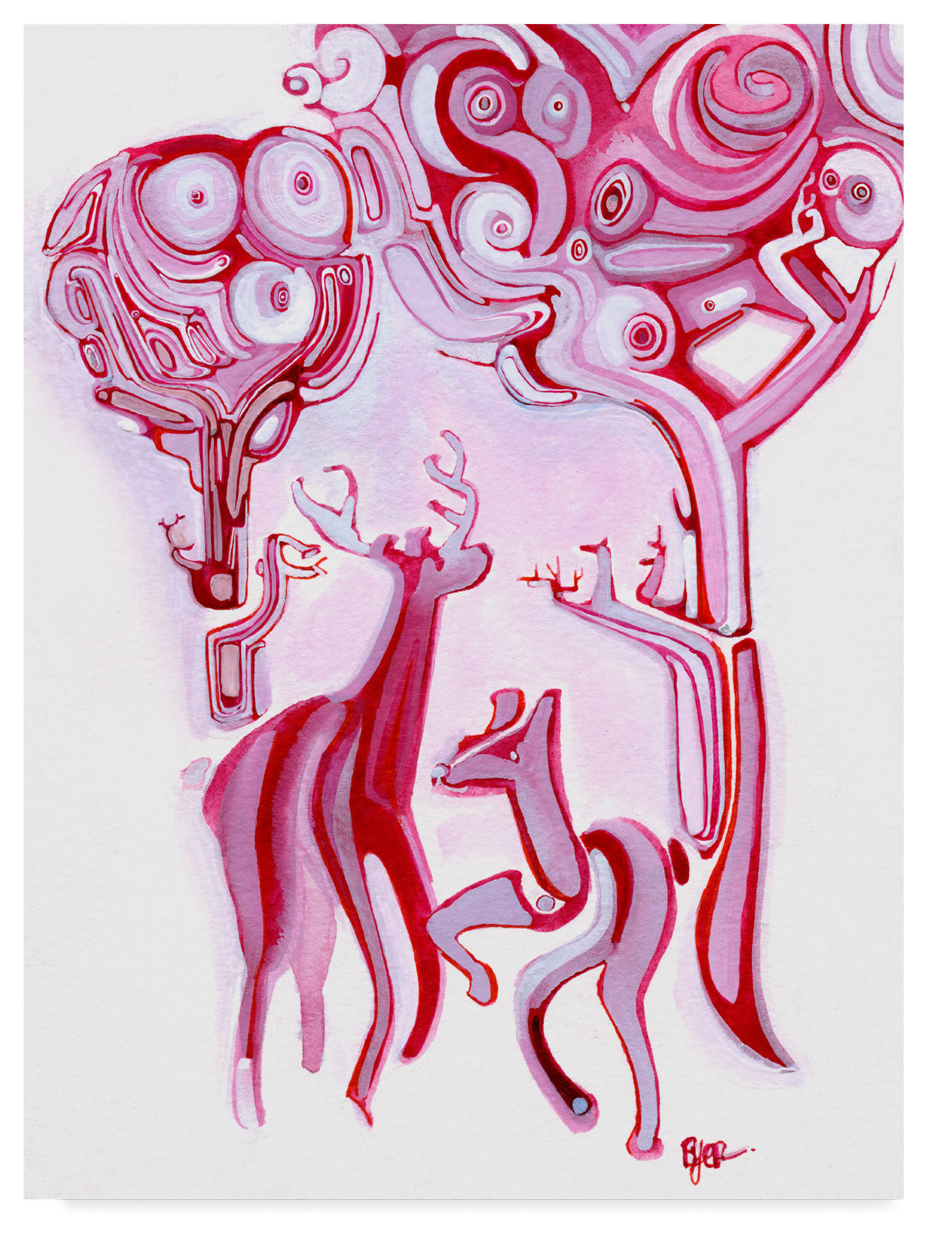 "Cherry Deer" by Josh Byer, Canvas Art, 32"x24" - Contemporary - Prints ...