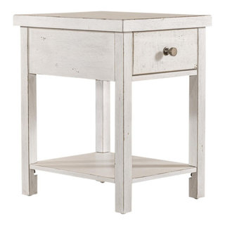 Drawer Chair Side Table Farmhouse White - Farmhouse - Side Tables And ...
