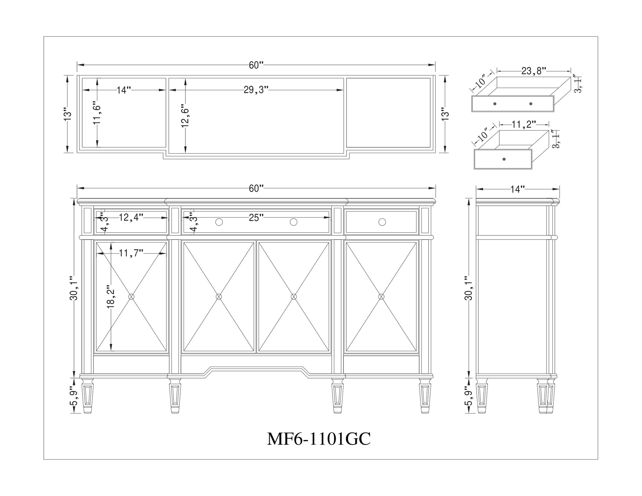 Andrea 60" Hall Console Cabinet Dh-695 - Traditional - Accent Chests ...