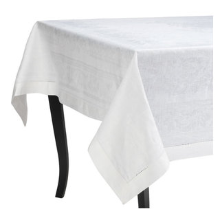 French Home Linen 71" x 71" Arboretum Tablecloth White - Traditional ...