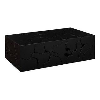 Teak Slice Coffee Table, Rectangle, Black, 47x31x15"h - Contemporary - Coffee Tables - by ...