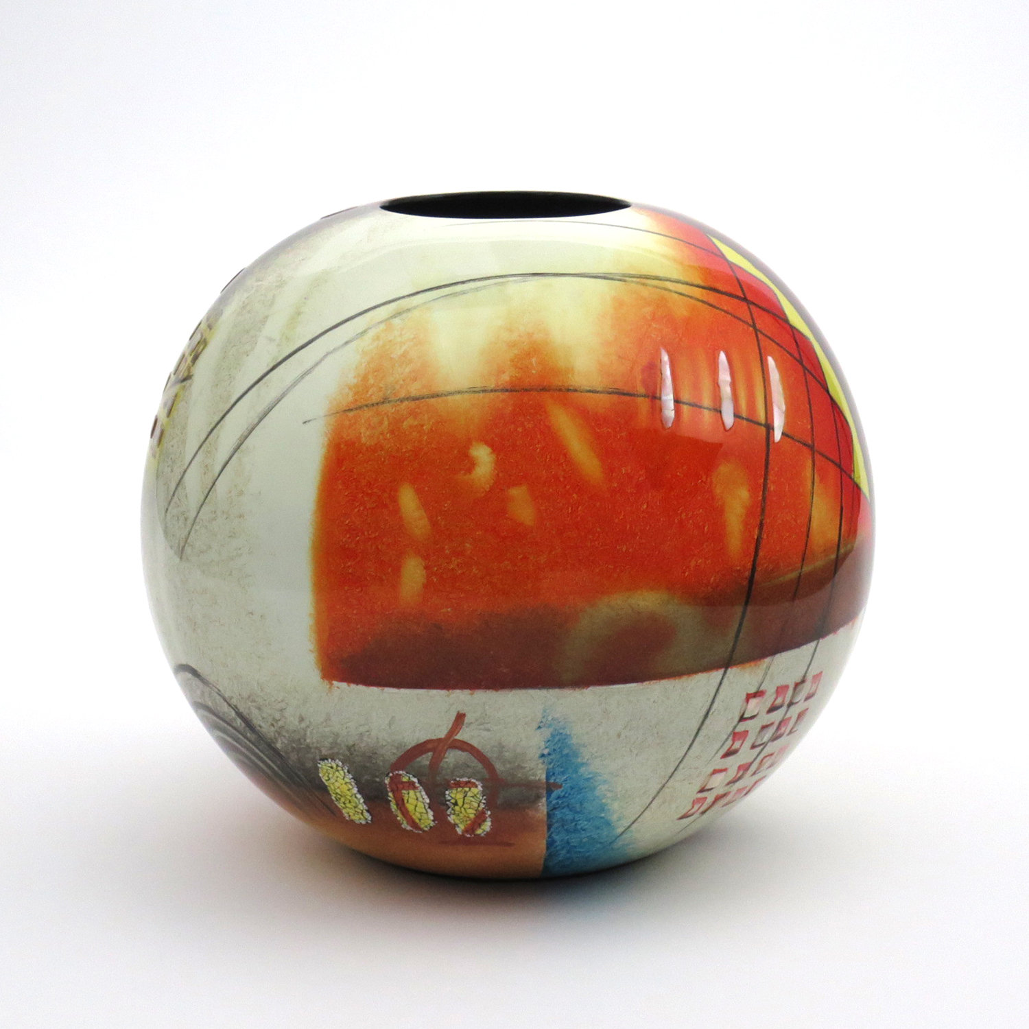Round Lacquer Vase, Orange - Vases - by Hebi Arts, Inc. | Houzz