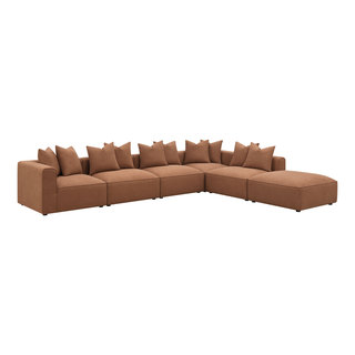 Jennifer 6-piece Upholstered Modular Sectional Terracotta - Sectional ...