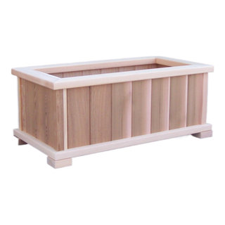 Wood Country Patio Planters, 41" - Transitional - Outdoor Pots And ...