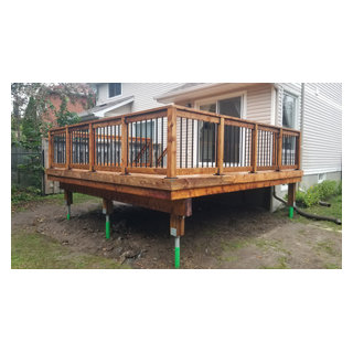 14' x 14' Pressure Treated Wood Deck and Railings with Aluminum ...