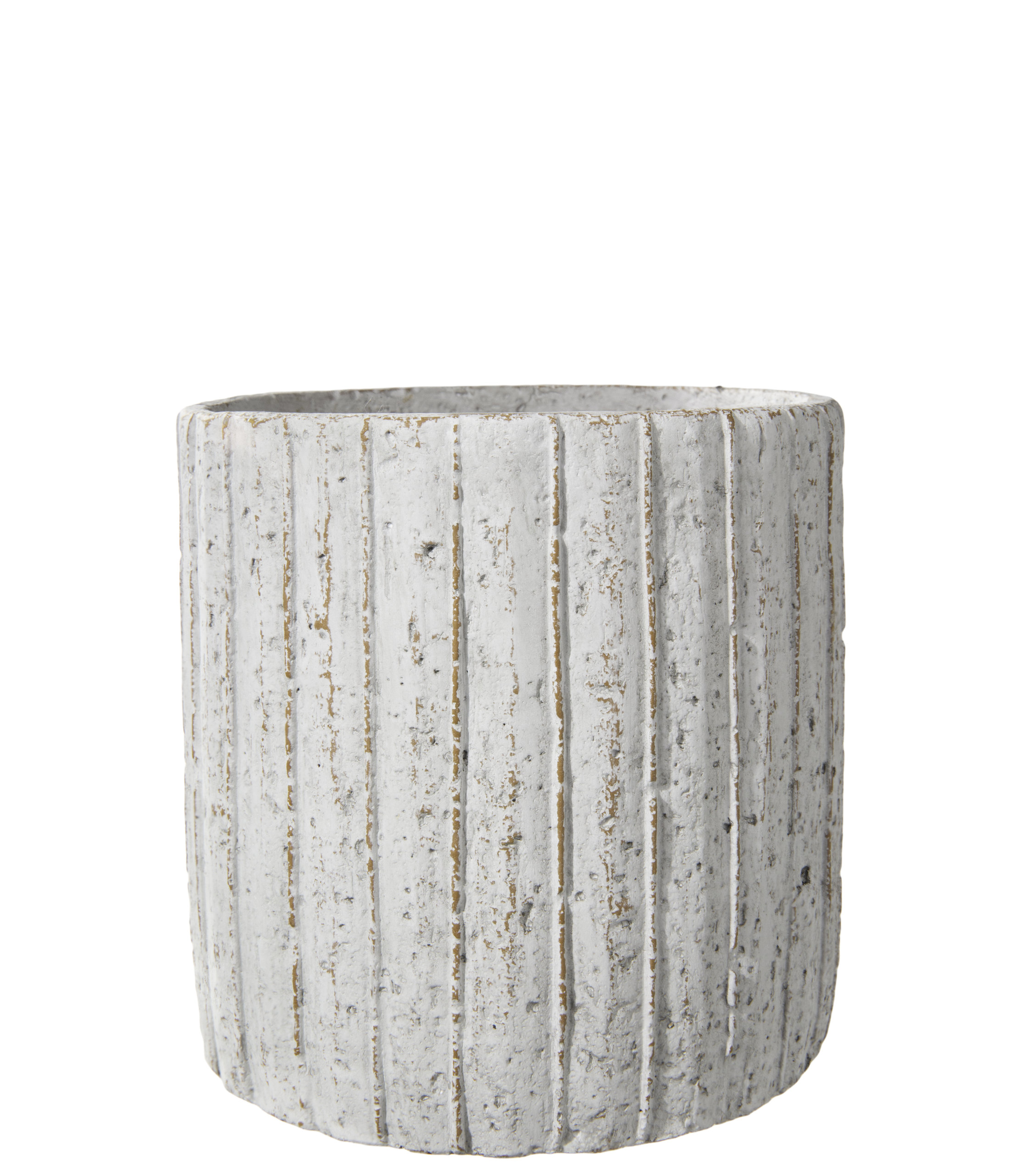 Cement Pot Embossed Vertical Line Pattern Distressed Beige Finish ...