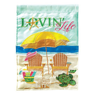 Lovin' Life Beach Chairs Flag, Polyester, Large - Beach Style - Flags ...