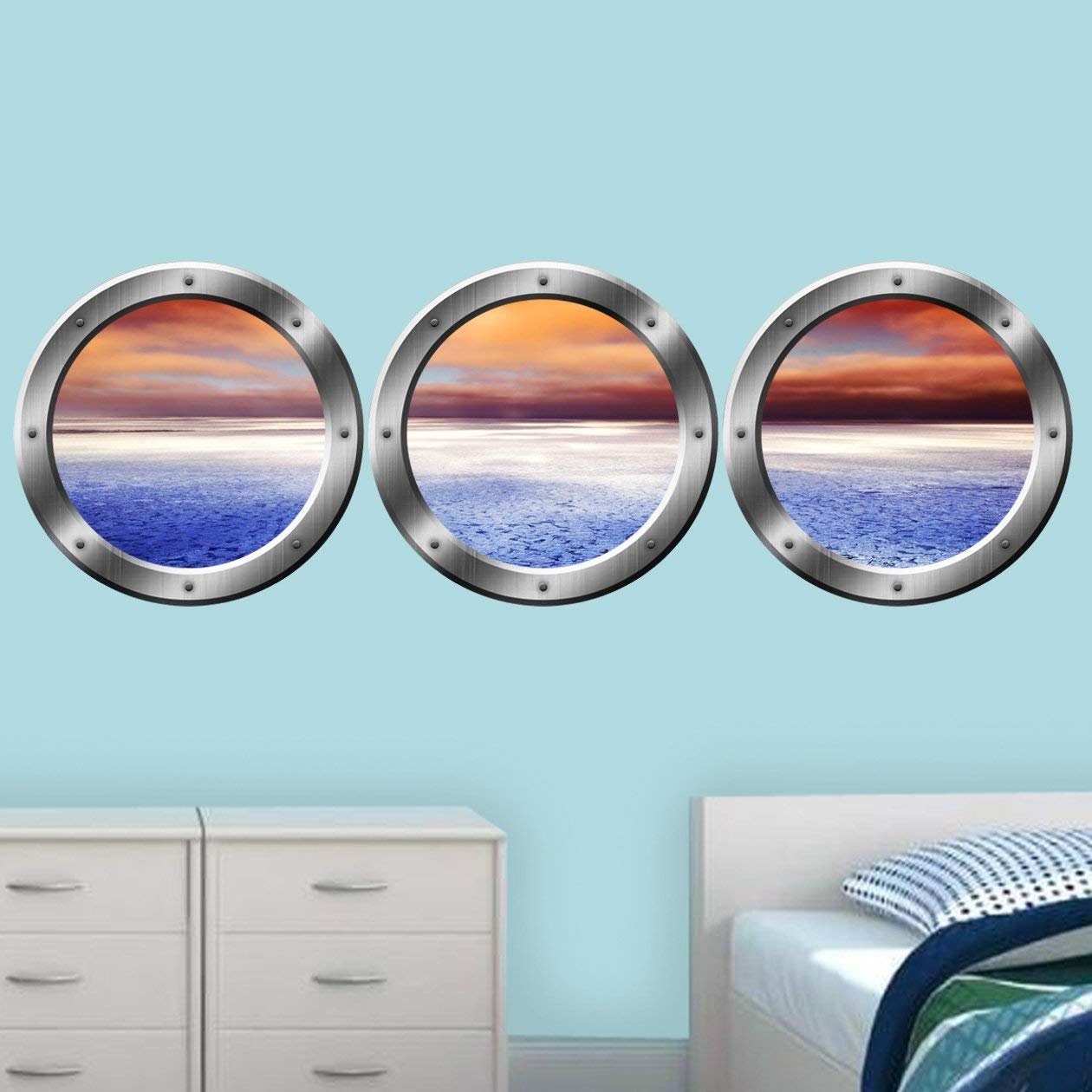 VWAQ Arctic Scenery Wall Decals, Porthole Window Decor, 20" Diameter ...