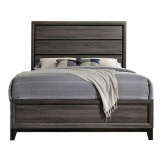 Asheville Modern Panel Bed, Gray, Queen - Transitional - Panel Beds ...