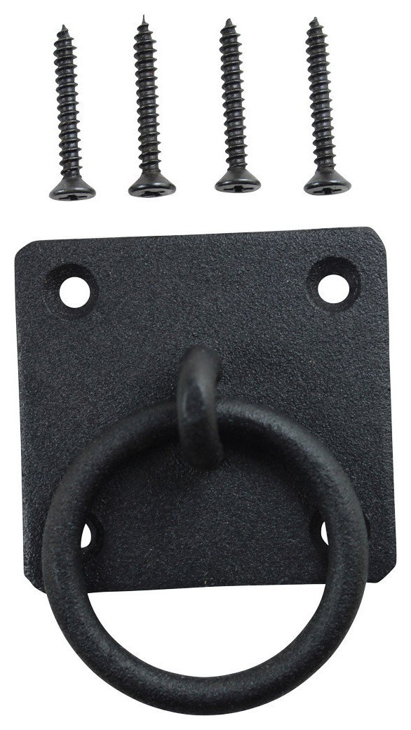 4 Pack Black Cast Iron Ring Pull Cabinet Hardware Rustic Style ...