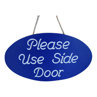 Please Use Side Door Informational Sign Engraved Plaque - Contemporary ...