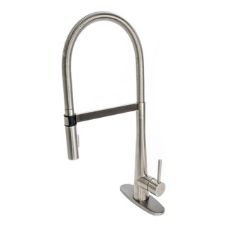 Solid Stainless Steel Gourmet Spring Kitchen Faucet with Deck Plate and ...