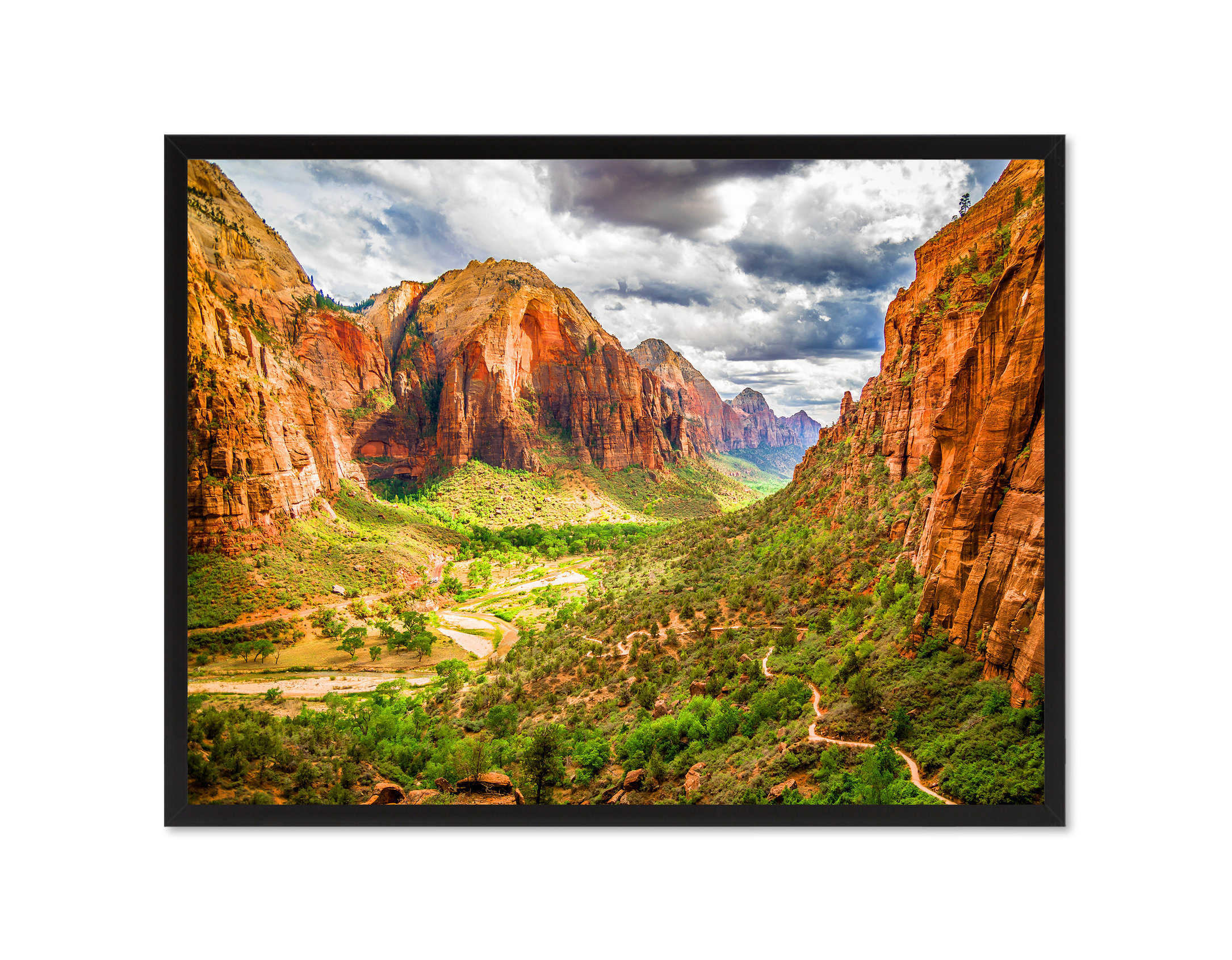 Zion National Park Landscape Photo Print on Canvas with Picture Frame ...