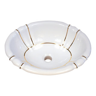 Gold Bands Scalloped Edge Drop-in Sink - Traditional - Bathroom Sinks ...