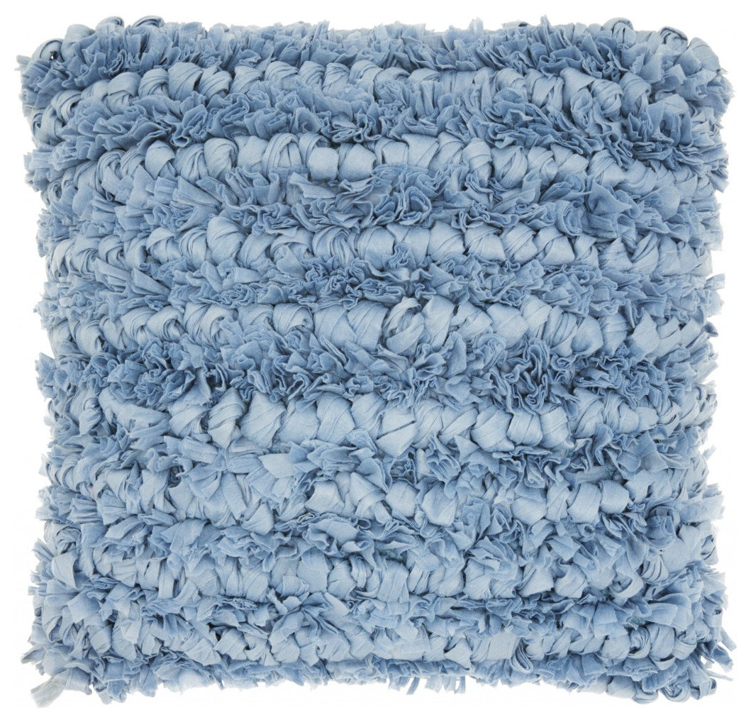 Loose Luscious Shag Light Blue Throw Pillow - Contemporary - Decorative ...