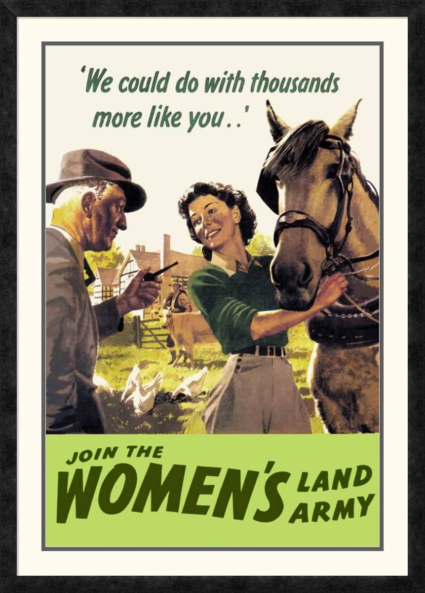 "Join the Women's Land Army" Framed Digital Print by Cross, 18"x24", 30 ...