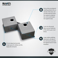 Ruvati RVH8400 Undermount Corner Kitchen Sink 16 Gauge 44" Double Bowl ...