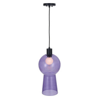 Traditional Matte Black Purple Pendant Light - Contemporary - Pendant ...