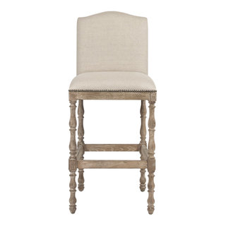 Aria Bar Stool, Natural Linen - French Country - Bar Stools And Counter ...