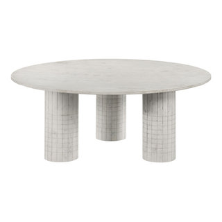 Astoria Round Genuine Marble Coffee Table White - Coffee Tables - by ...