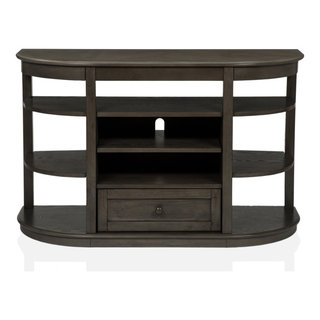 Transitional Console Table, Rounded Design With Multiple Shelves ...