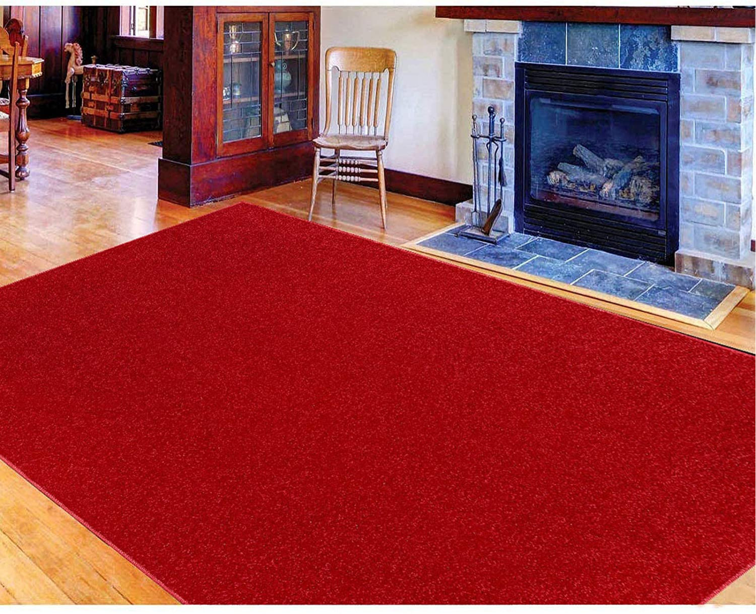 Color World Collection Way Solid Color Area Rugs, Red, 7' Octagon ...