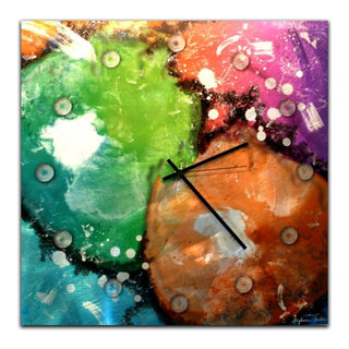 Radioactive Clock, Abstract Metal Wall Clock, Funky Rainbow Colors ...