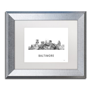 'Baltimore Maryland Skyline' Matted Framed Art, 14"x11" - Contemporary ...
