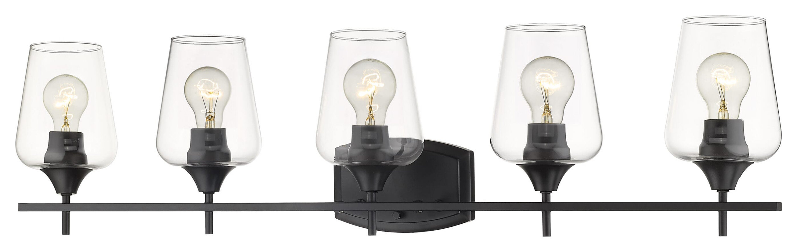 Joliet 5-Light Bathroom Vanity Light In Matte Black, 38.000 ...