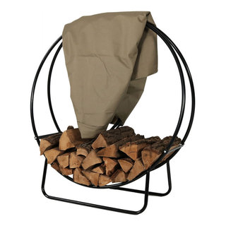 Sunnydaze Log Hoop With Khaki Cover, 40-Inch Log Hoop & Cover ...