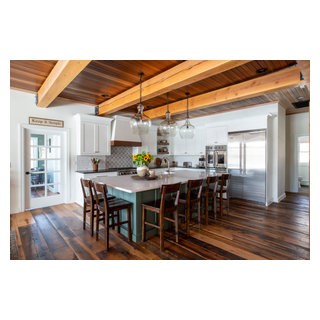 Open Concept Farmhouse Kitchen with Exposed Beams - Rustic - Kitchen ...