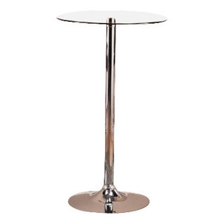 Bar Table With Chrome Base and Round Glass Top - Contemporary - Indoor ...