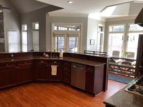 Kitchen updates- two tier angular island