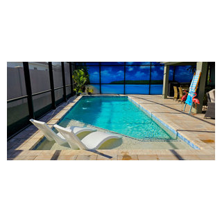 The Villages Parallelogram Pool with bold angled steps - Contemporary ...