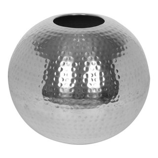 Quarrier Handmade Hammered Aluminum Round Vase, Silver - Contemporary ...