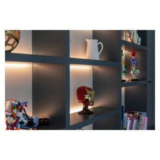 Bespoke wall to wall display unit - Contemporary - Living Room - Surrey ...