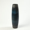 Luxe Denim Ink Blue Tall Ribbed Vase 24" Retro Modern Mid Century ...