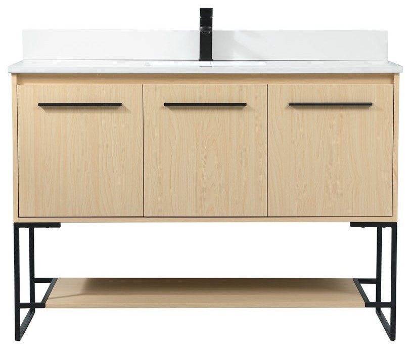 Elegant VF42548MMP-BS 48"Single Bathroom Vanity, Maple With Backsplash ...