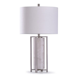 Abyaz, Open Square Framed Marble Table Lamp With Drum Shade ...