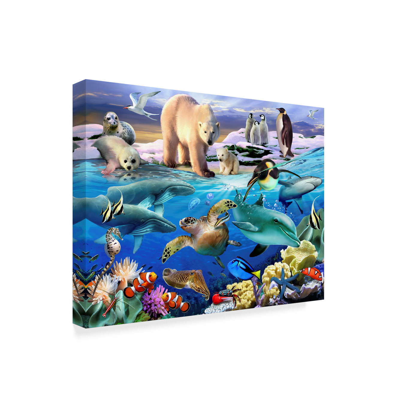 "Arctic Animal Scene" by Howard Robinson, Canvas Art, 32"x24" - Beach ...