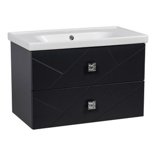 Modern Wall-Mounted Bathroom Vanity | Picasso Antricite Matte 24"-Omega ...