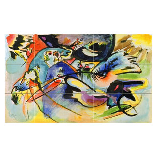 Tile Mural Abstract Art Colorful Kitchen Backsplash, 4.25" Ceramic ...