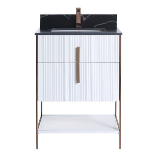 Fine Fixtures Serenity Modern bathroom vanity, Rose Gold Hardware ...