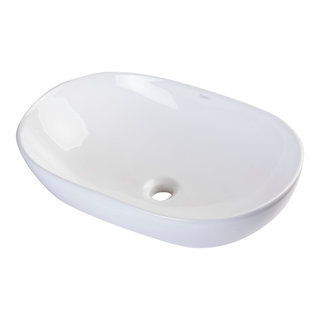 23" Oval Ceramic Above Mount Bathroom Basin Vessel Sink - Contemporary ...