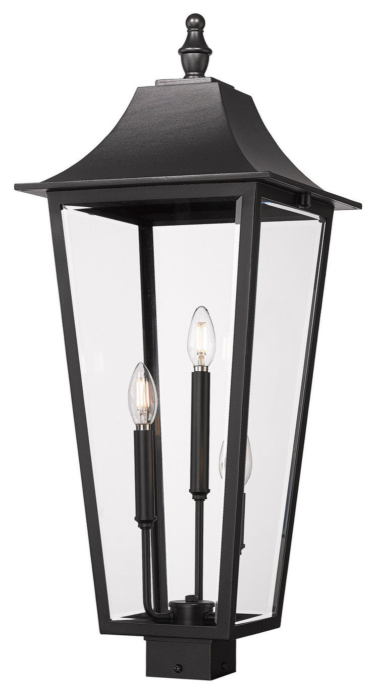 Gannon Three Light Outdoor Post Mount in Black - Traditional - Post ...