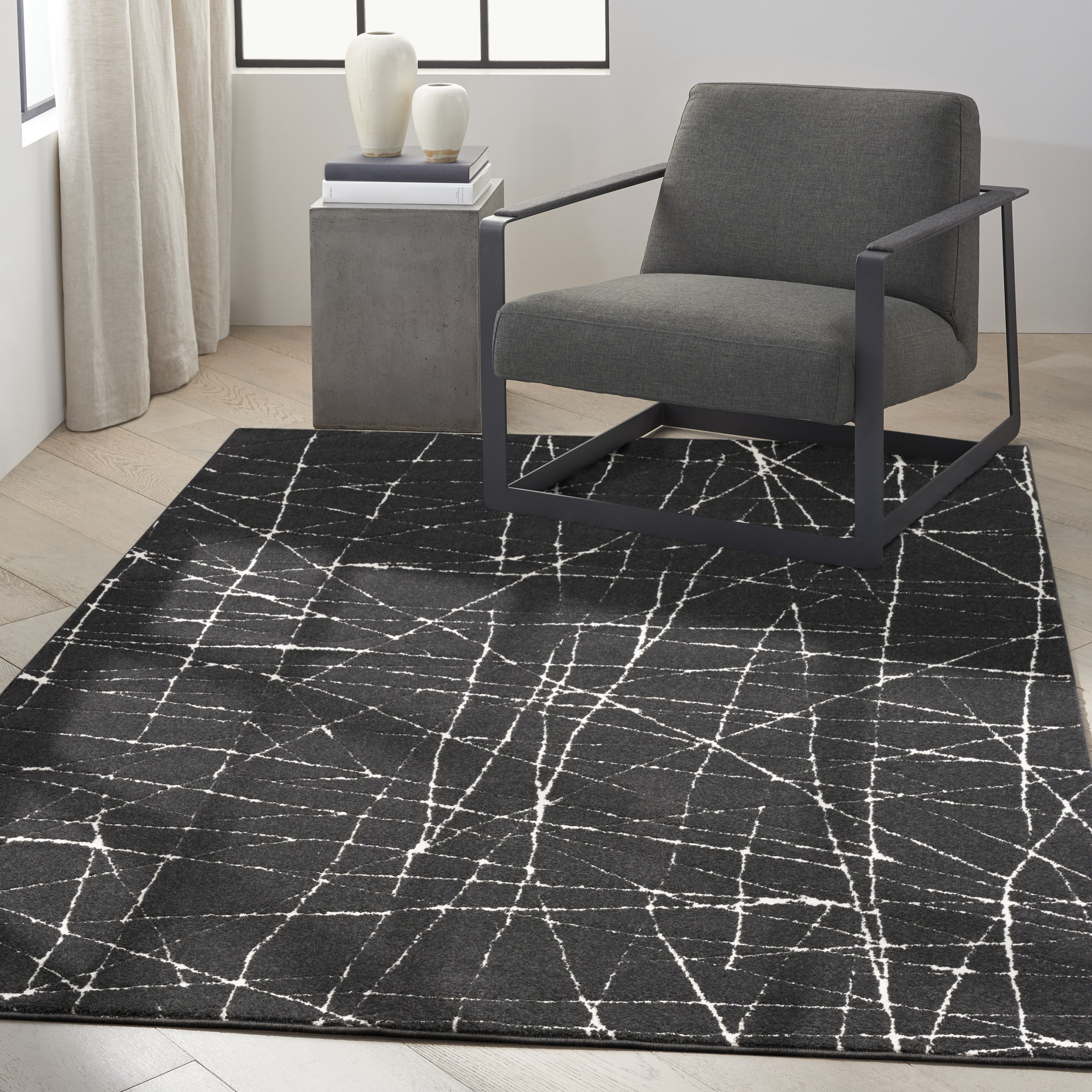 Calvin Klein Ck023 Balance BLN02 Area Rug, Black/Ivory, 5'3" x 7'3 ...