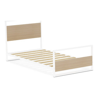 Erie Platform Bed Frame, 4 Metal Legs, Powder Coating White Color, 38 x ...