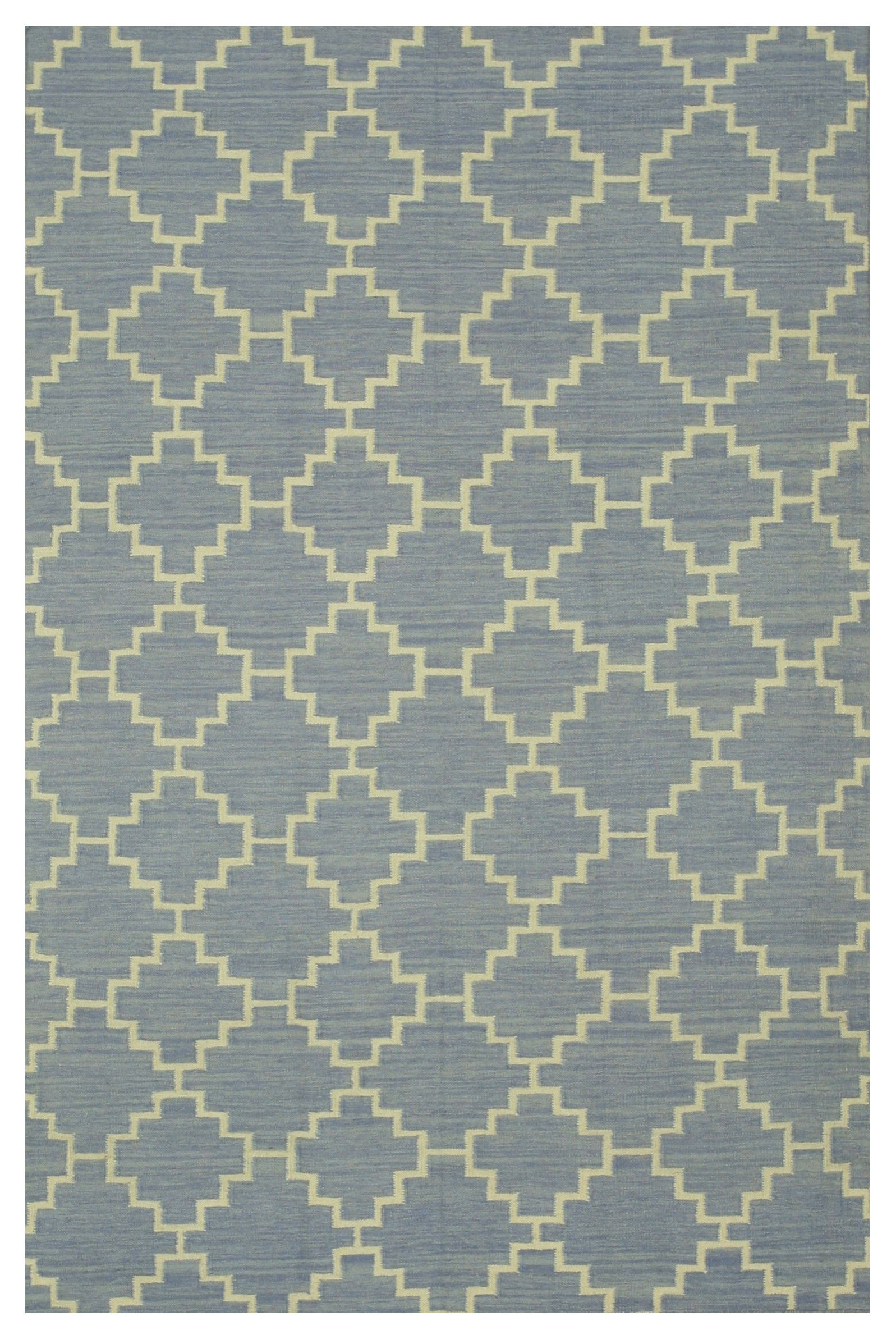 Handmade Wool Blue Contemporary Trellis Flatweave Reversible Moroccan ...